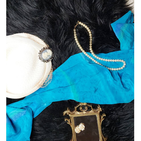 Vintage | Accessories | Vintage Signed Kriska Painted Oblong Silk Scarf ...